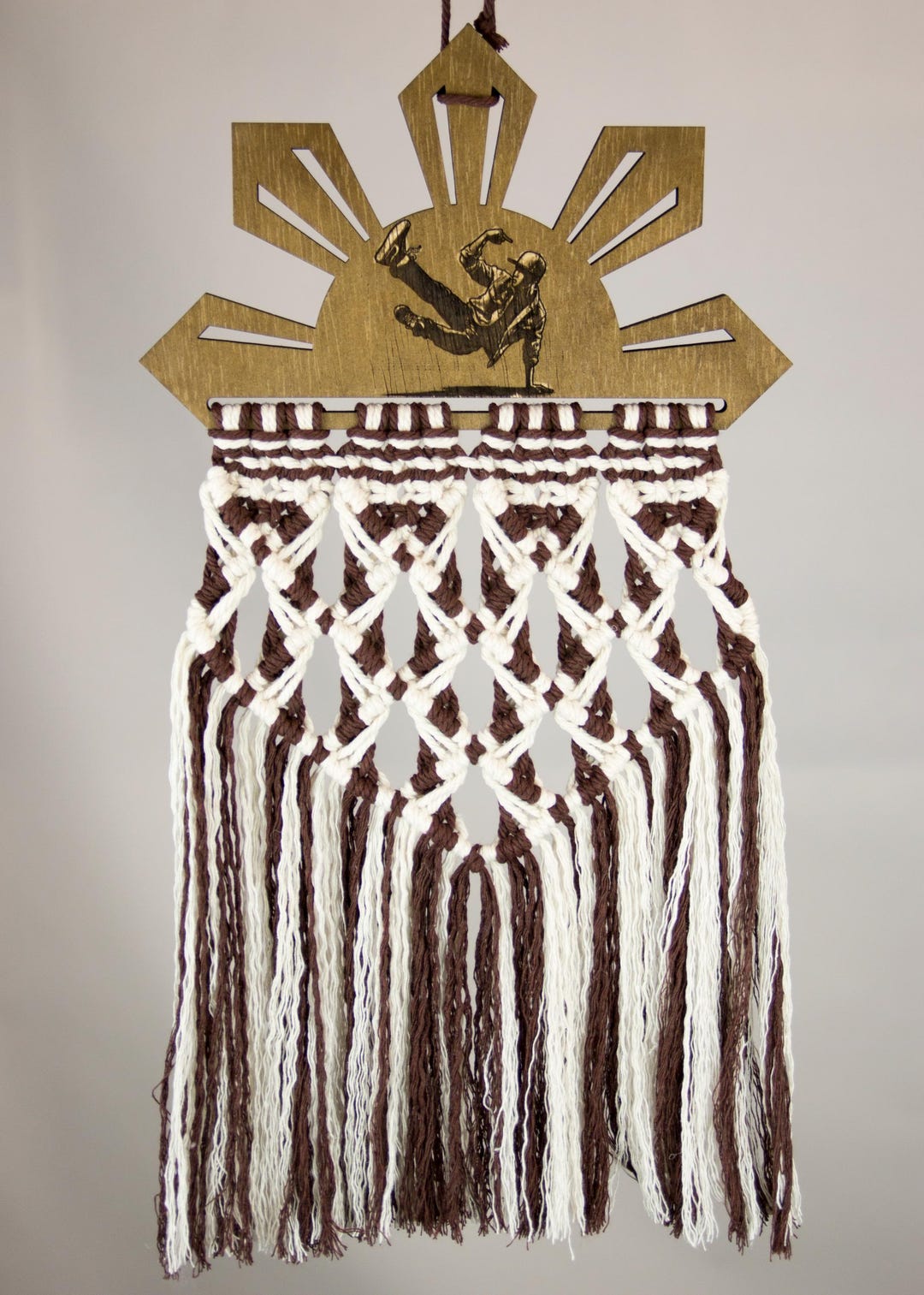 Handmade Filipino Sun Macrame Wall Art: Laser Engraved B-boy Design - Etsy