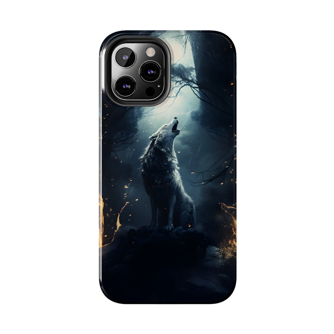 Wolf iPhone Case Howling Wolf at Night Animal Art Custom Phone Case ...