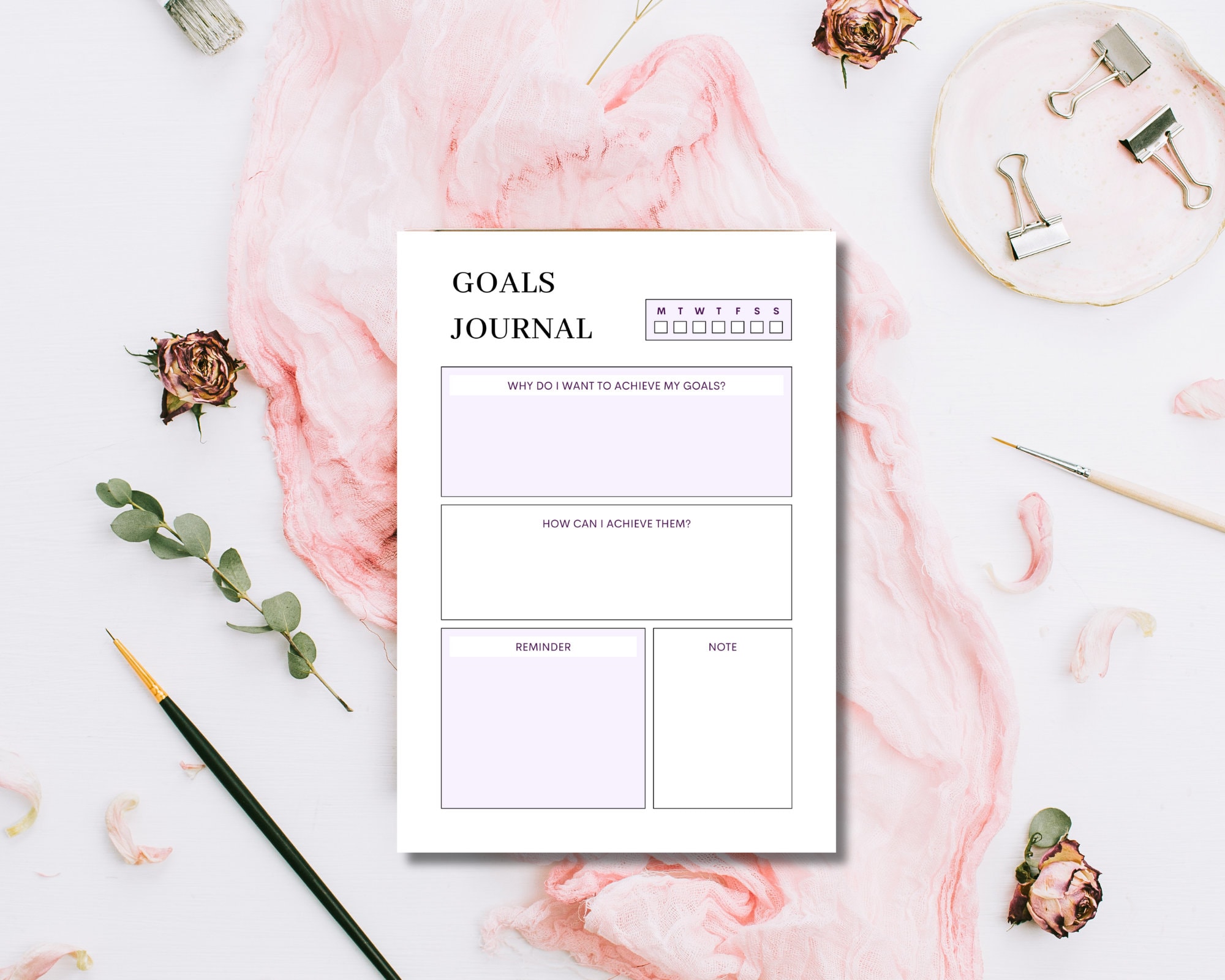 Goal Journal Printable, Printable Journal, Pdf Download, Goal Setting ...