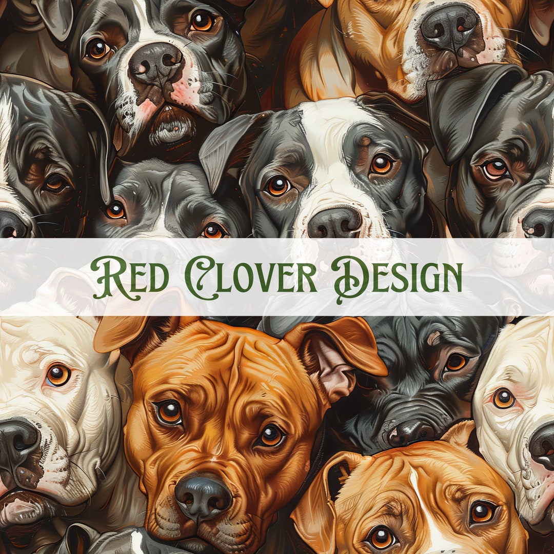 Pit Bulls Mash up Seamless Pattern, Floral Seamless Pattern, Dog ...