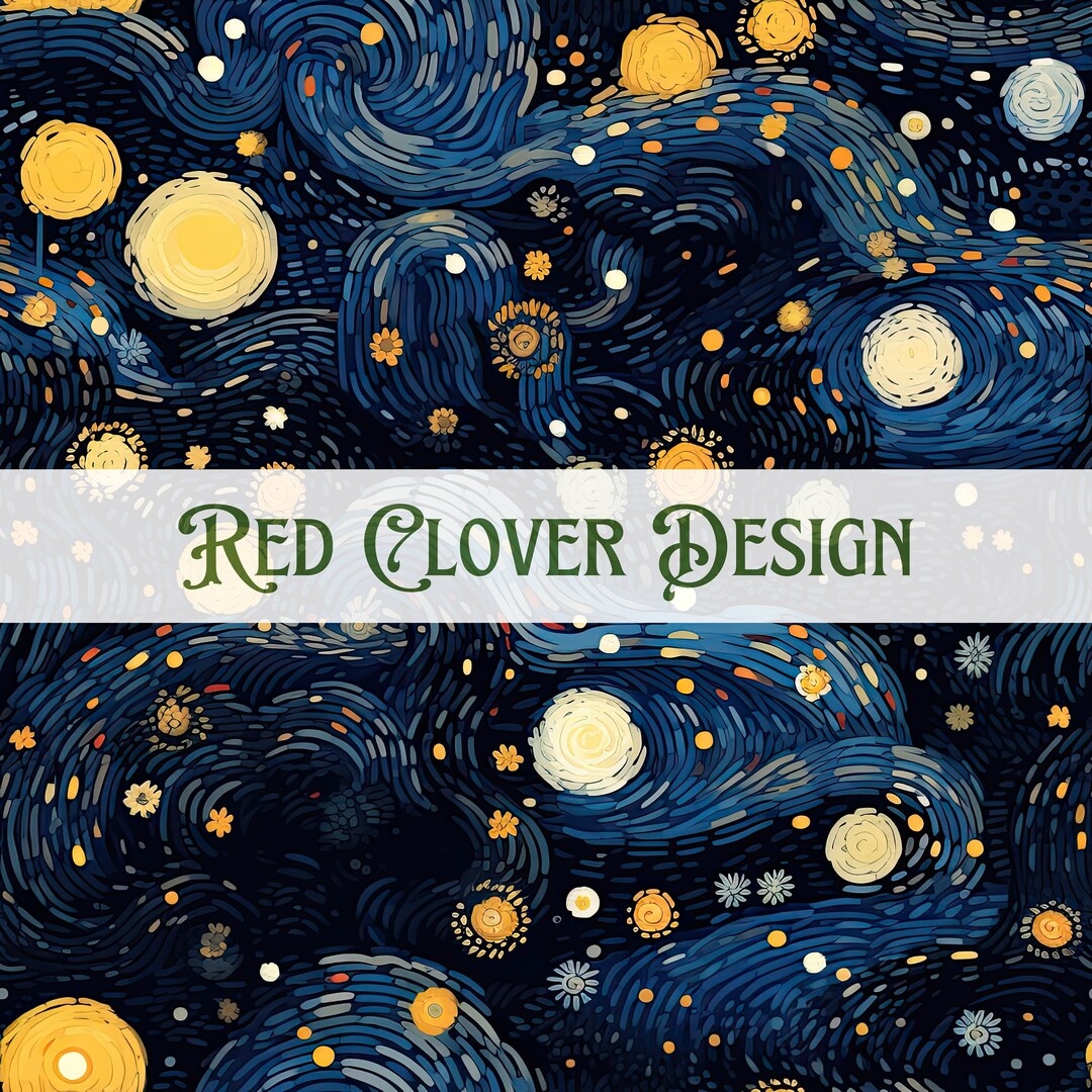 Moons Starry Night Seamless Pattern, Stars Seamless Pattern, Van Gogh ...