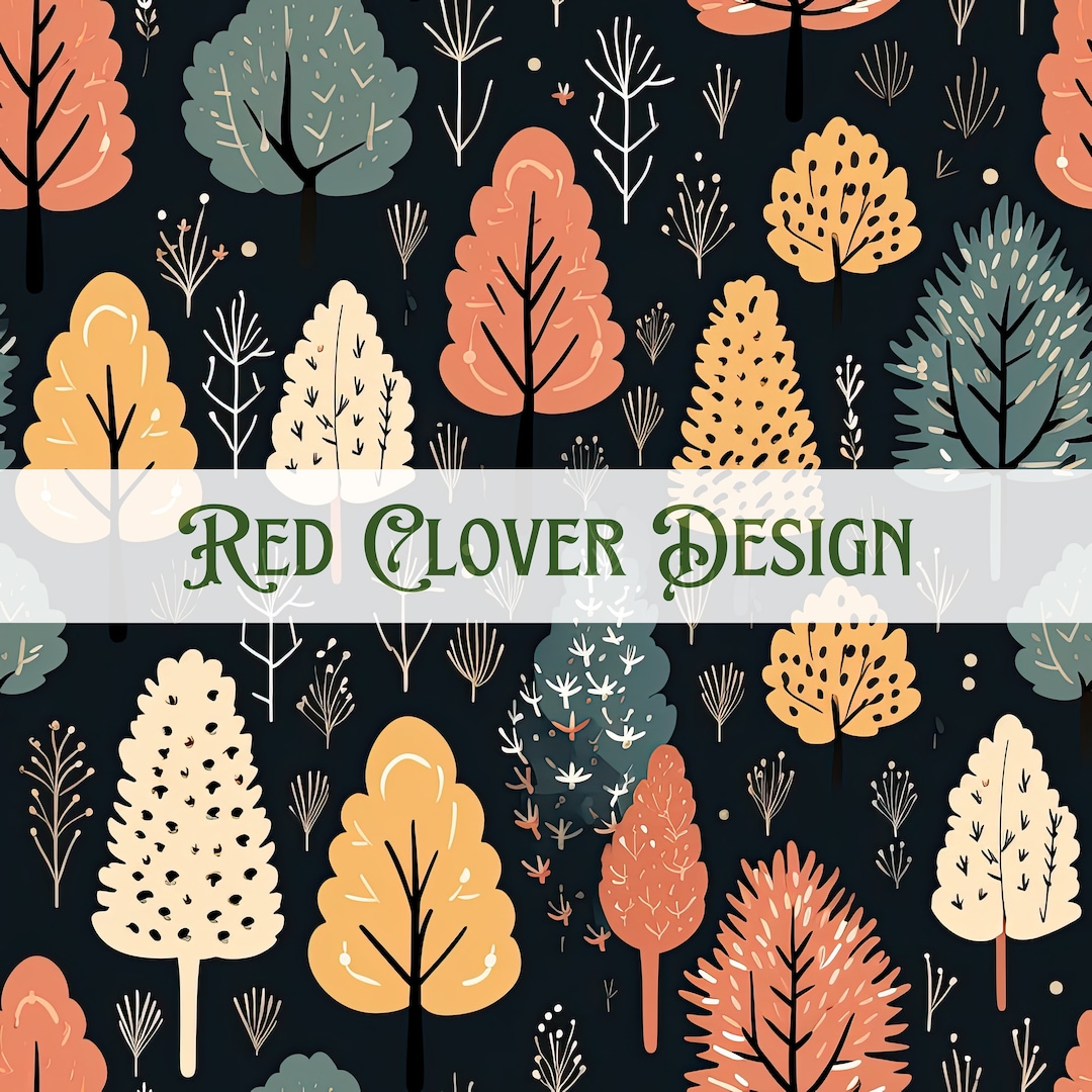 Autumn Trees Seamless Pattern, Trees Seamless Pattern, Fall Seamless ...