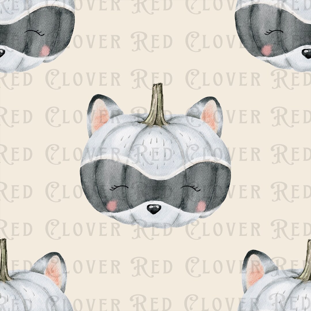 Raccoons Pumpkins Seamless Pattern, Woodland Seamless Pattern, Raccoon ...
