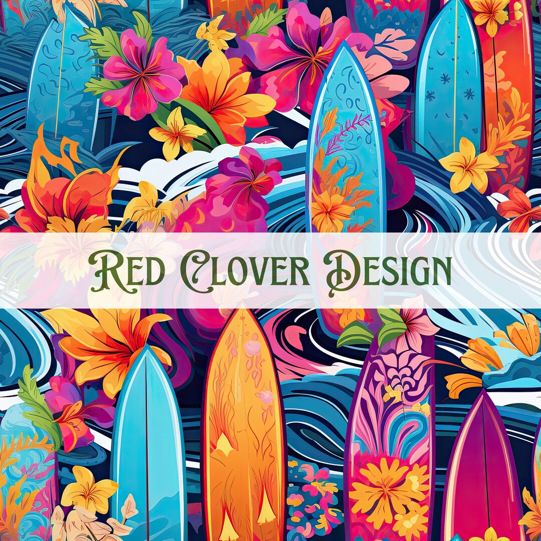 Surf Boards Seamless Pattern, Surf Seamless Pattern, Floral Seamless ...