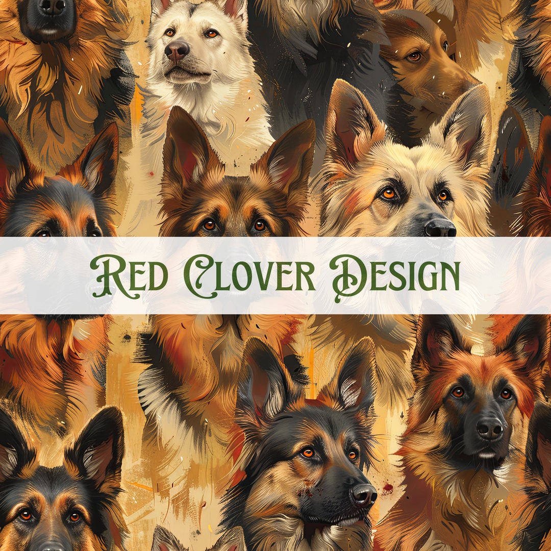 German Shepherd Seamless Pattern, Floral Seamless Pattern, Dog Seamless ...
