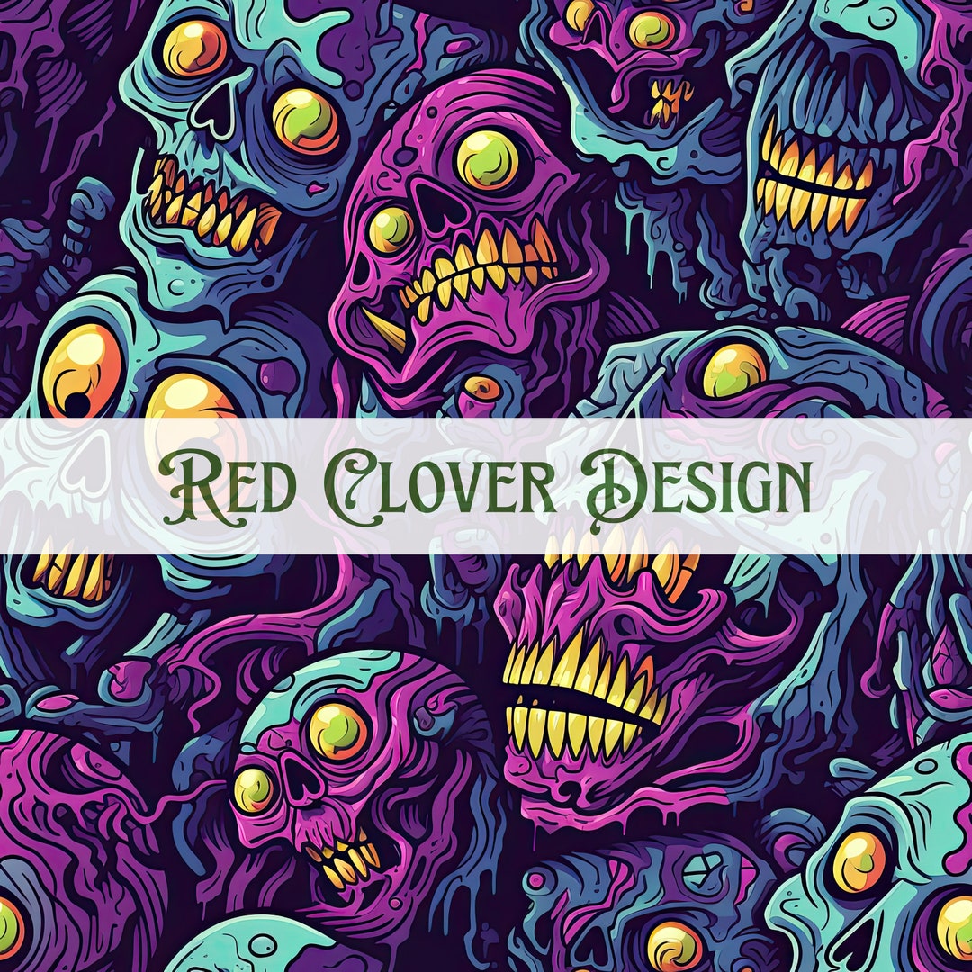 Psychedelic Zombies Seamless Pattern, Zombies Seamless Pattern ...