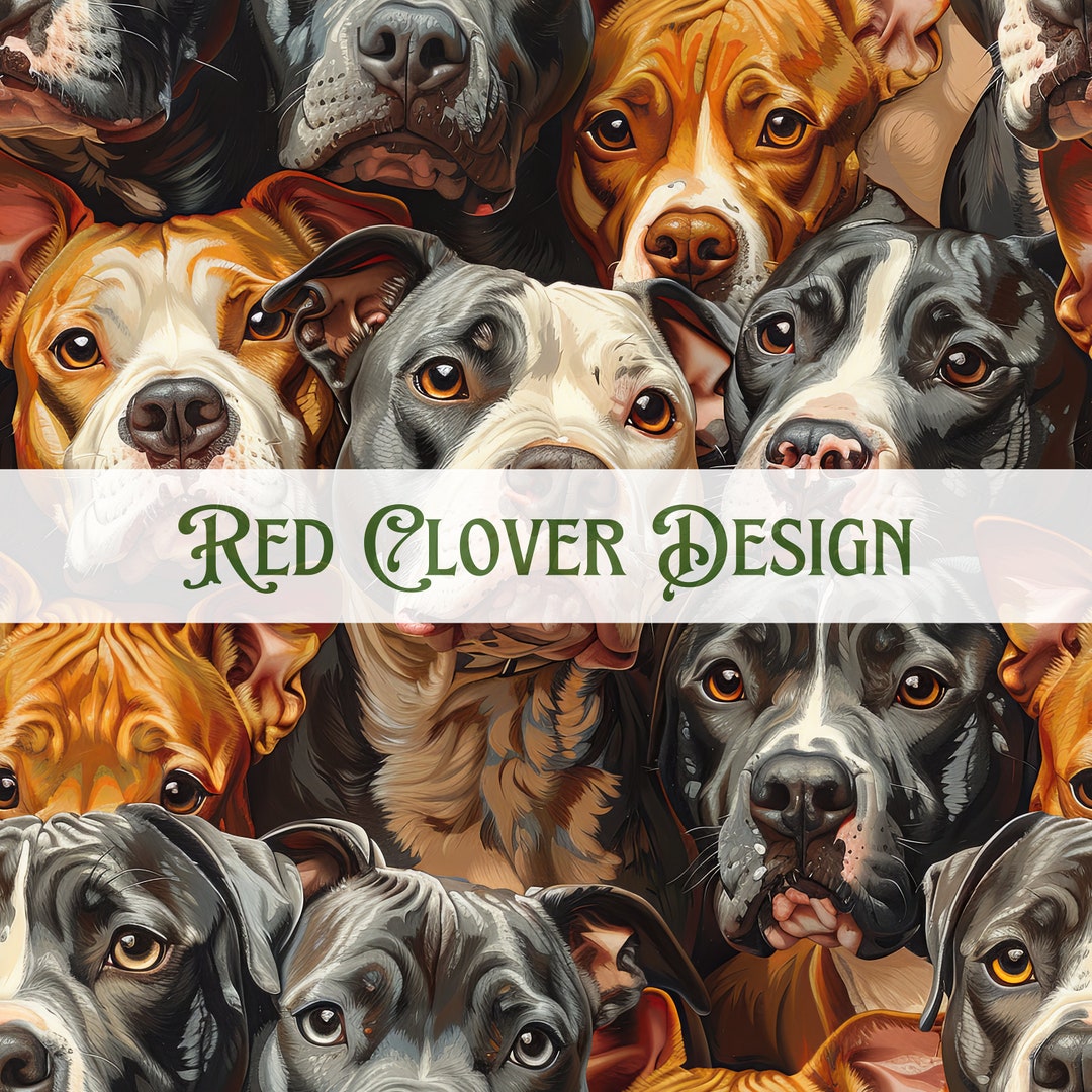 Pit Bulls Mash up Seamless Pattern, Floral Seamless Pattern, Dog ...
