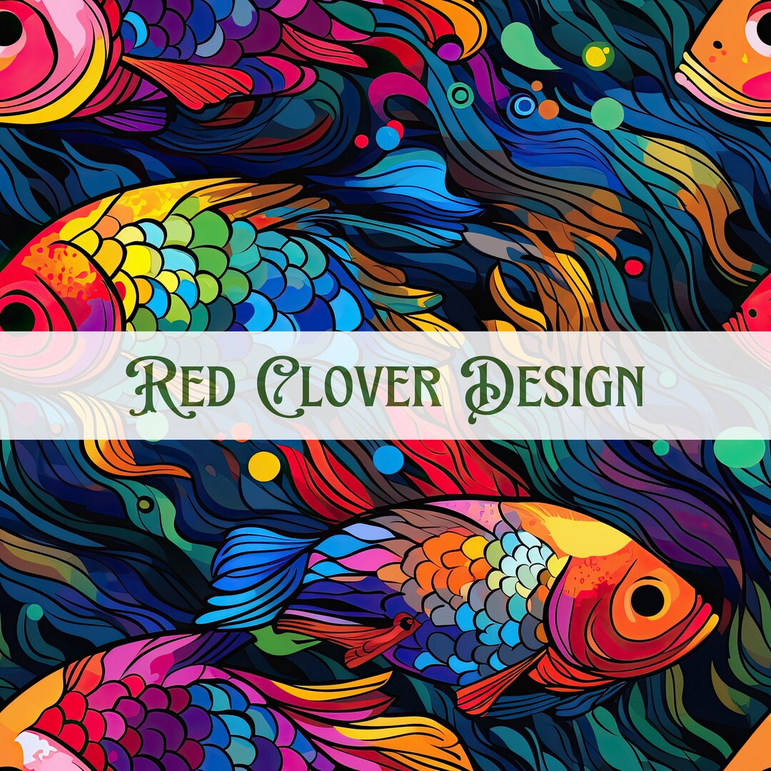 Rainbow Fish Seamless Pattern, Underwater Seamless Pattern, Fish ...