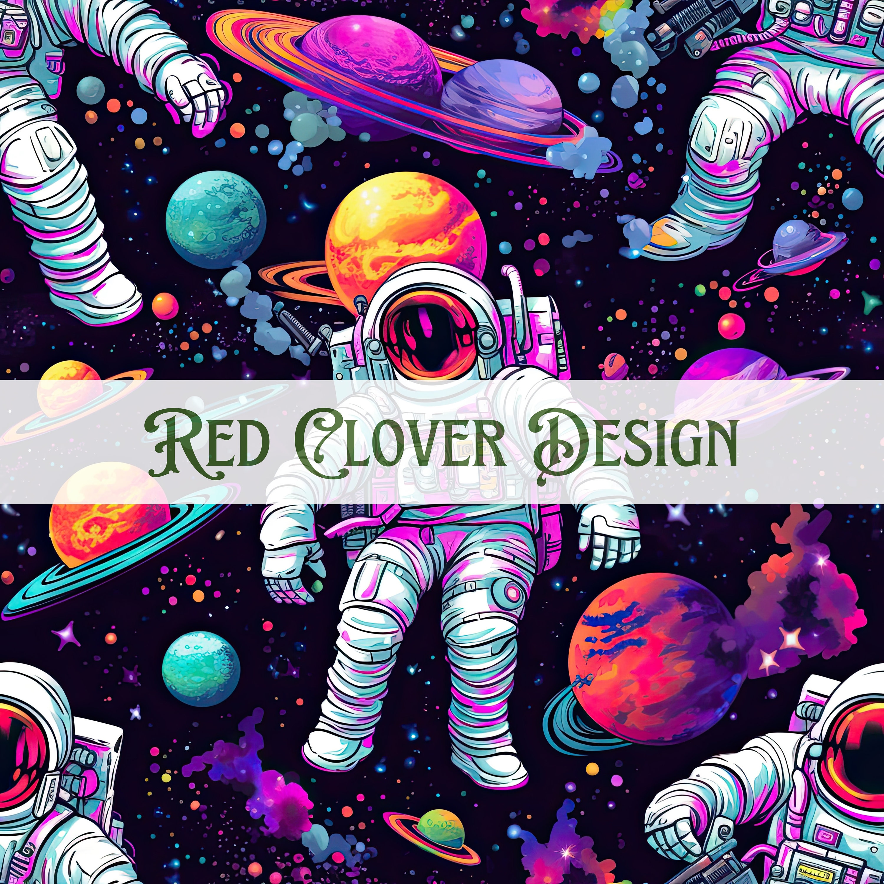 Psychedelic Astronauts Seamless Pattern, Space Seamless Pattern, Galaxy ...