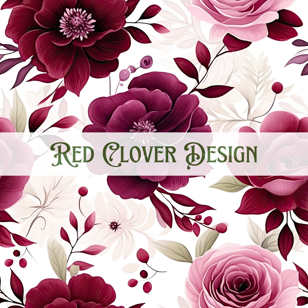 Maroon Pink Floral Seamless Pattern, Floral Seamless Pattern, Winter ...