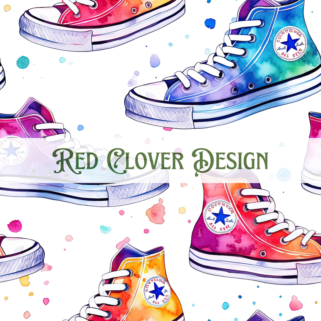 Watercolor Shoes Seamless Pattern, Hightop Seamless Pattern, Tennis ...