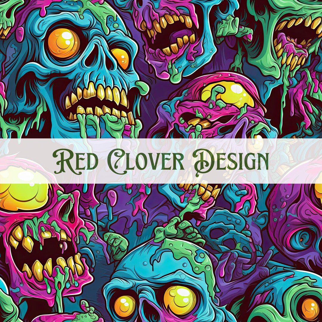 Psychedelic Zombies Seamless Pattern, Zombies Seamless Pattern ...