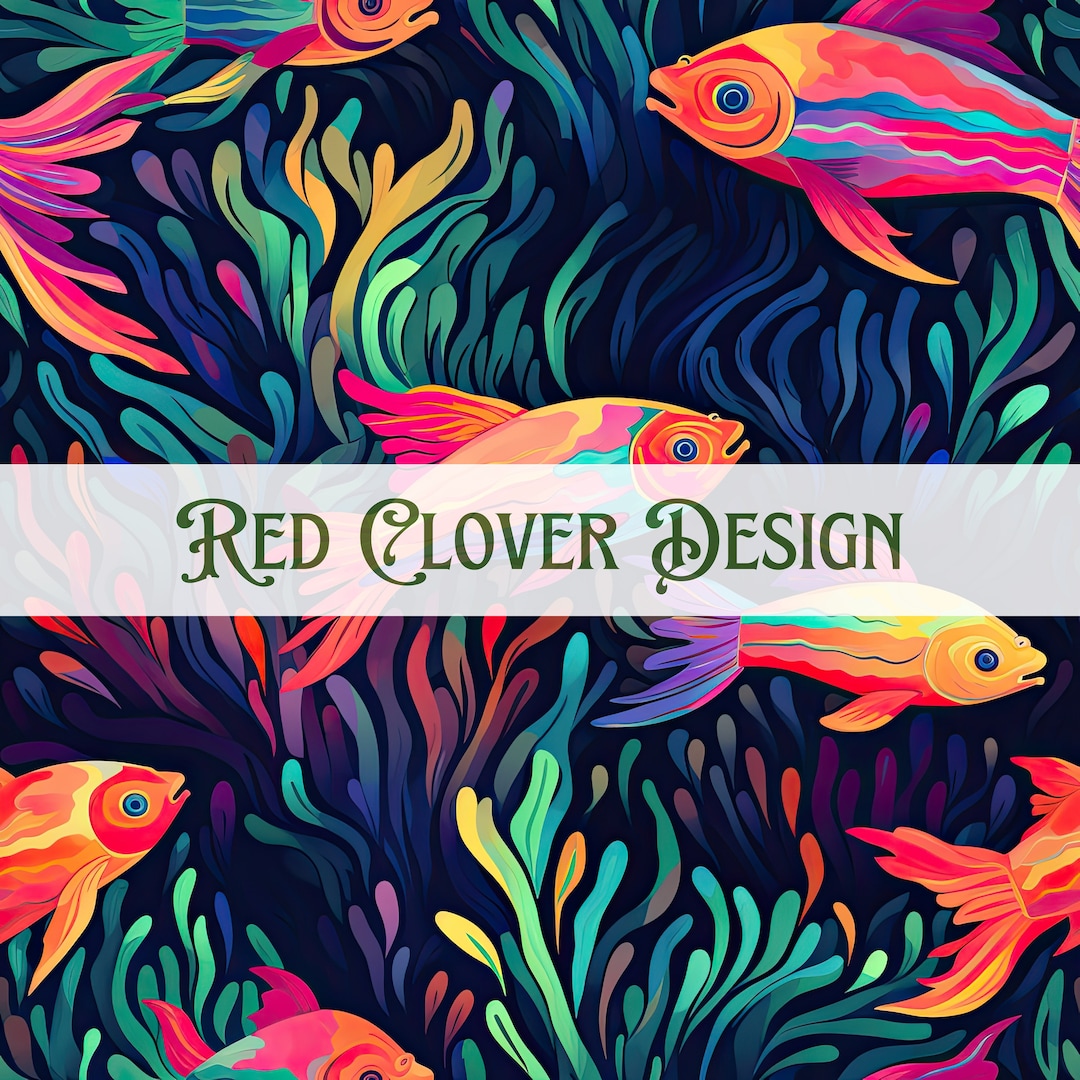 Rainbow Fish Seamless Pattern, Underwater Seamless Pattern, Fish Seamless, Pattern for Fabric ...