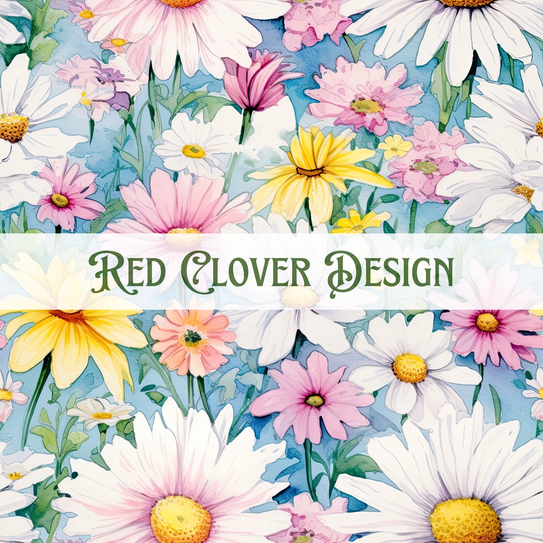 Watercolor Daisies Floral Seamless Pattern, Floral Seamless Pattern ...