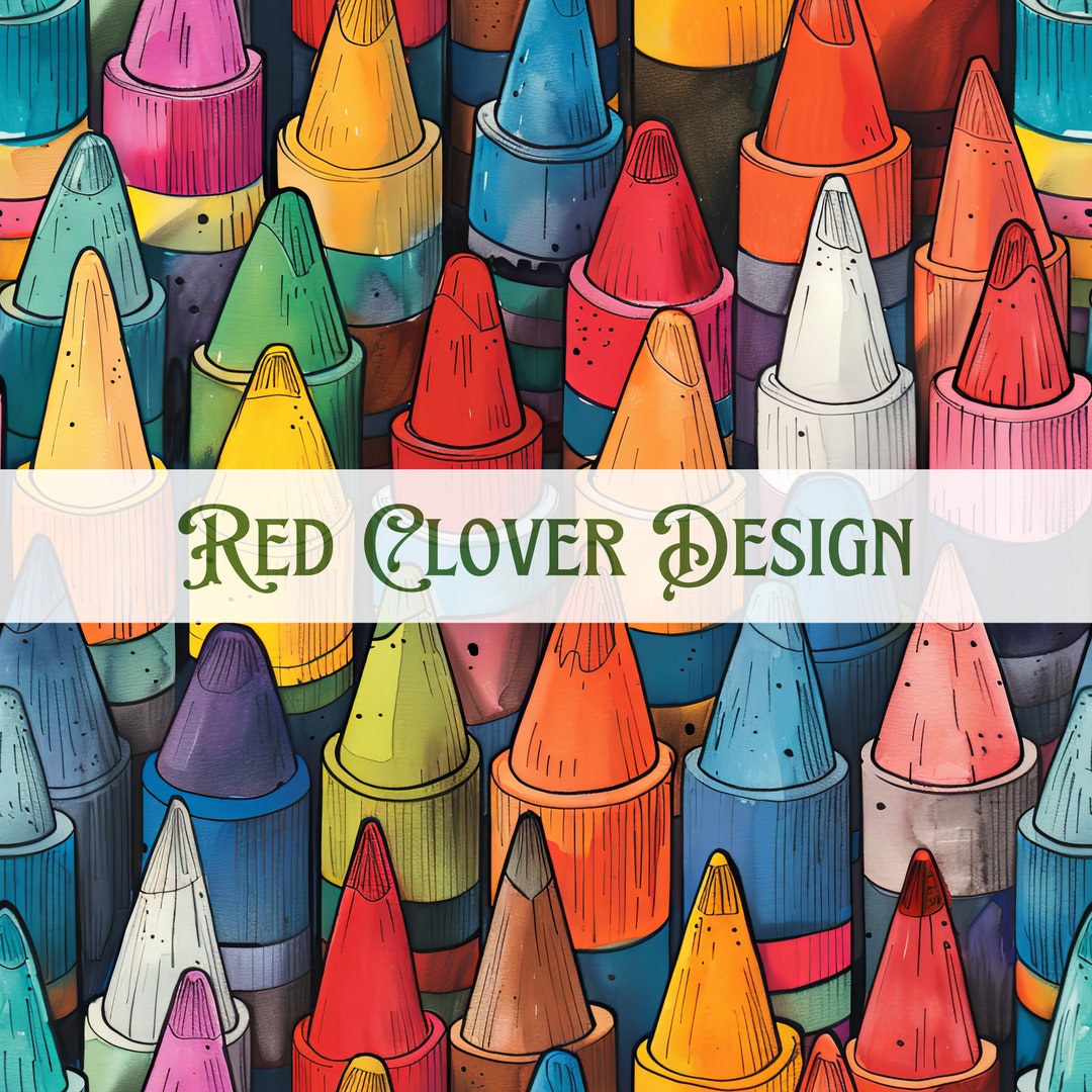 Sketchy Crayons Seamless Pattern, Crayon Seamless Pattern, Retro ...