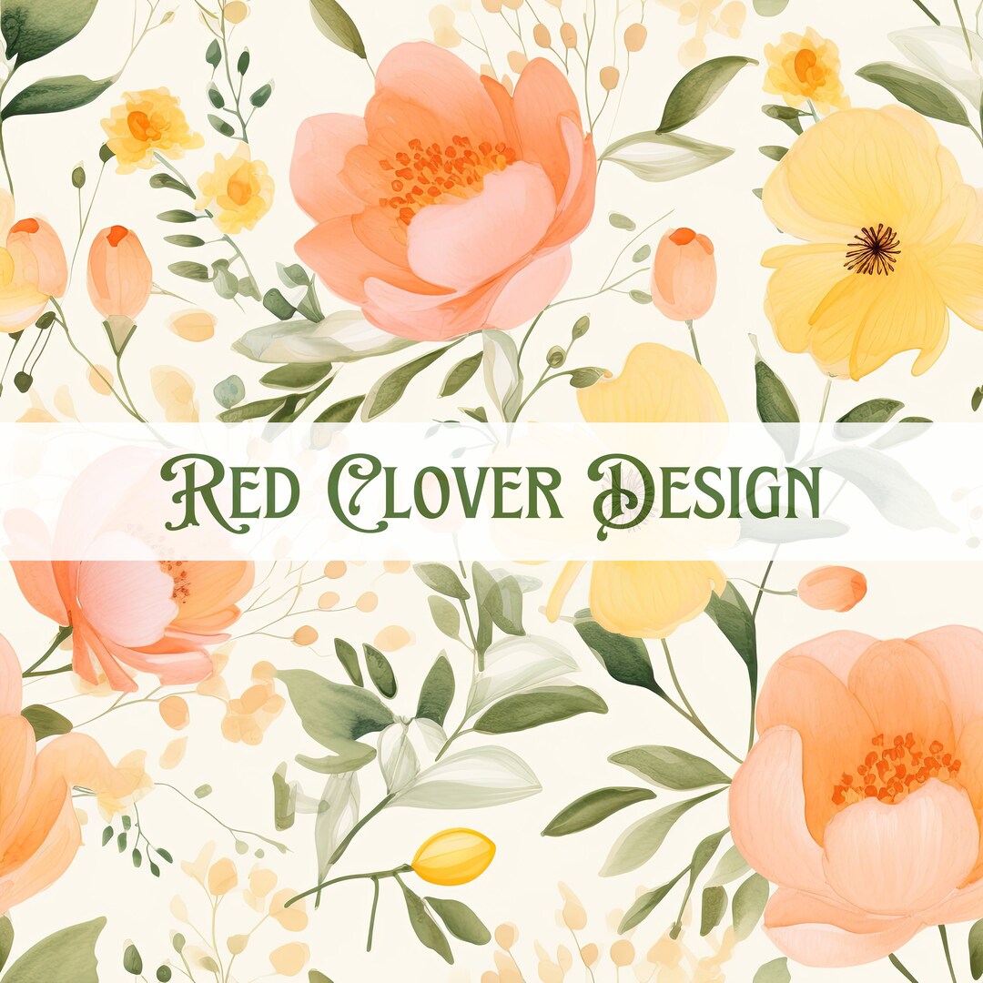 Yellow Peach Floral Seamless Pattern, Floral Seamless Pattern, Orange ...