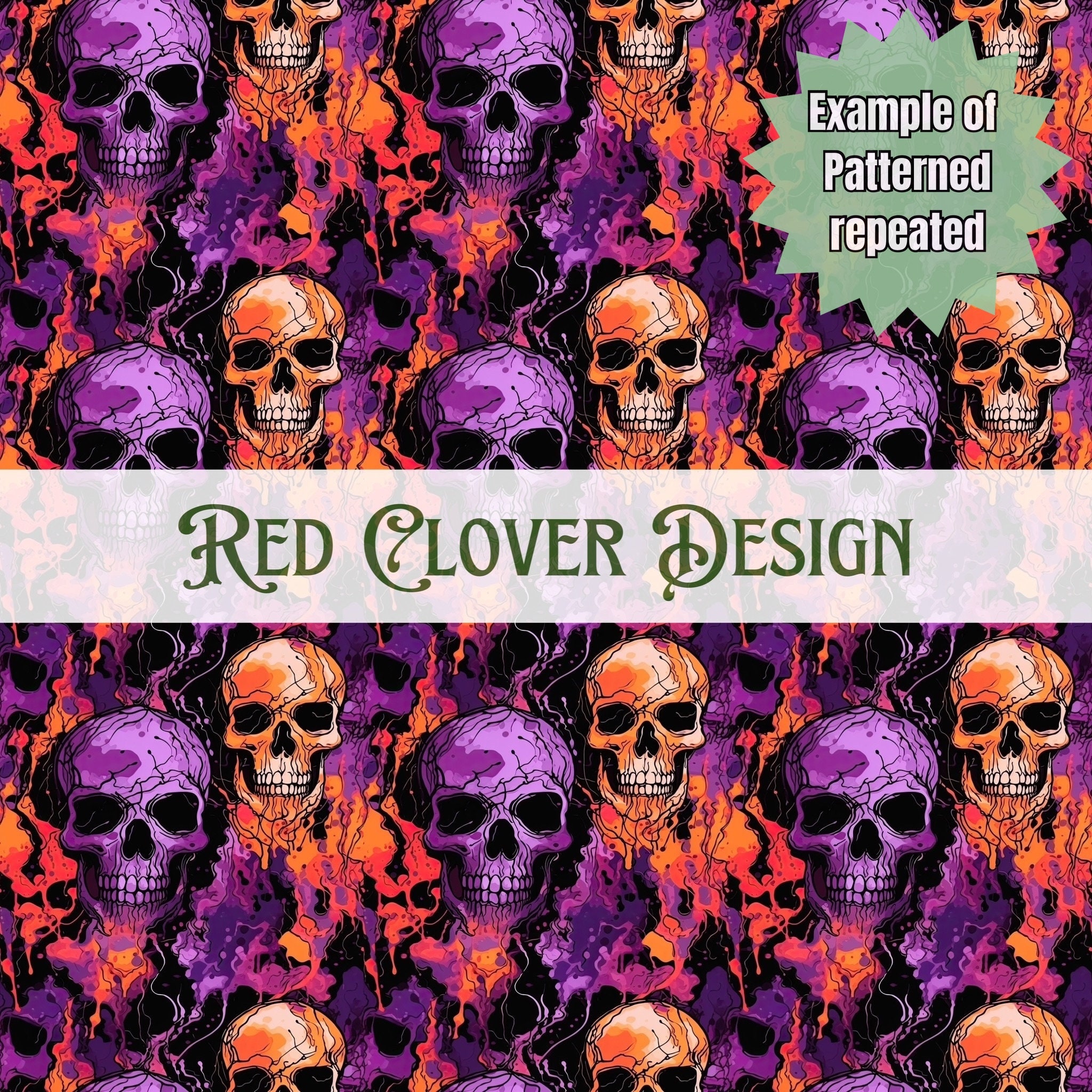 Halloween Skulls Alcohol Ink Seamless Pattern, Watercolor Seamless ...