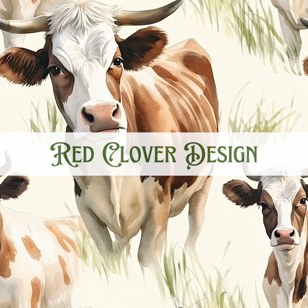 Cow Seamless Pattern, Cute Cow Seamless Pattern, Farm Animal Seamless ...