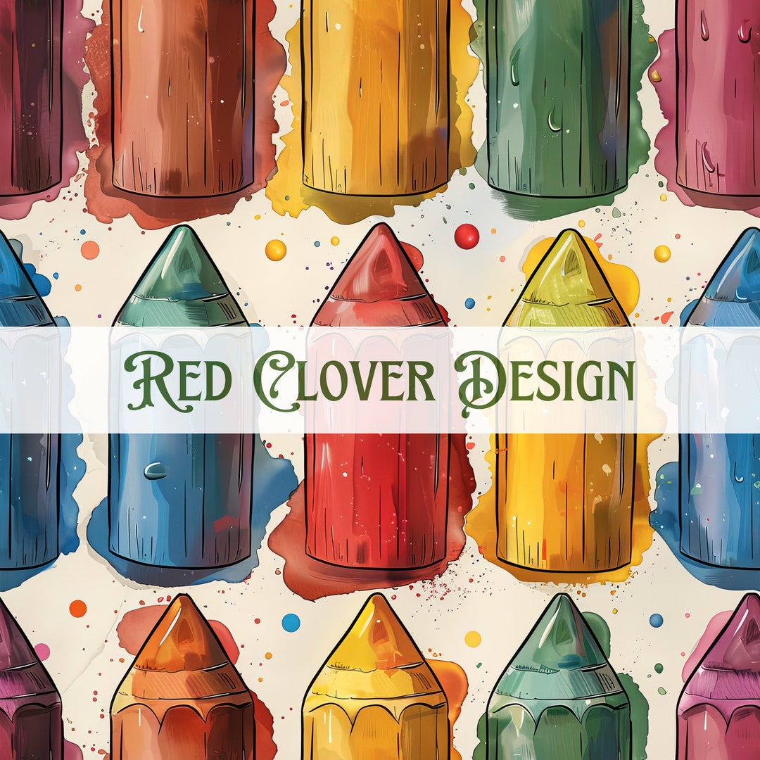 Sketchy Crayons Seamless Pattern, Crayon Seamless Pattern, Retro ...