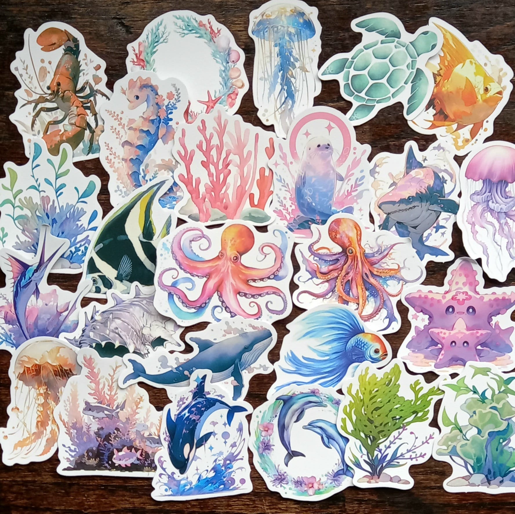 22 Cute Sealife Stickers. Sea Creatures Sticker Pack. Seahorse, Fish ...