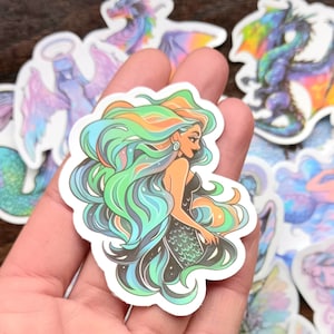 20 Mythical Creatures Stickers. Mermaids, Dragons, Angels Pastel ...
