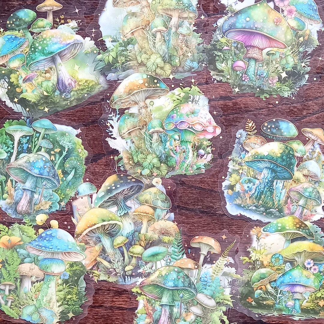 5 Magic Mushroom Sticker Set. Large Mystical Mushroom Stickers With ...