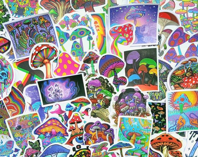 Holographic Mushroom Stickers Vinyl Stickers Rainbow Toadstool ...