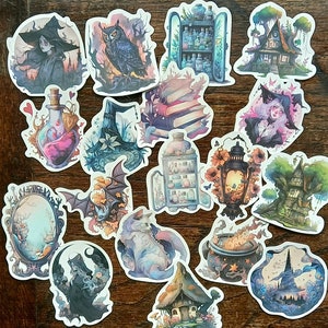 20 Witchy Magic Stickers. Spooky Witch Sticker Pack, Witches, Cats ...