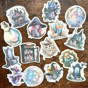 20 Witchy Magic Stickers. Spooky Witch Sticker Pack, Witches, Cats ...