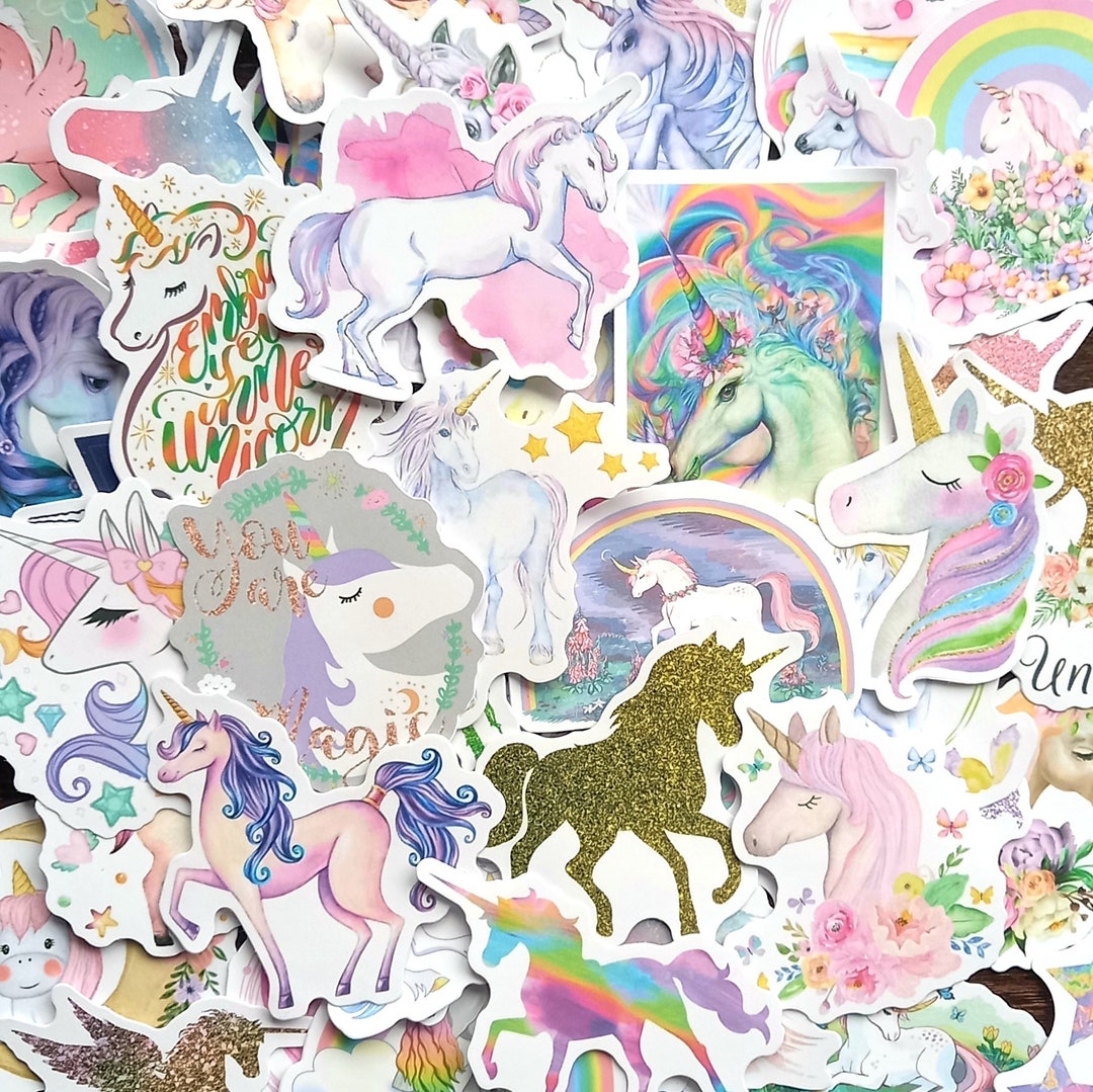 22 Unicorn Planner Stickers. Fantasy Unicorns, Mixed, Pastel Rainbow ...