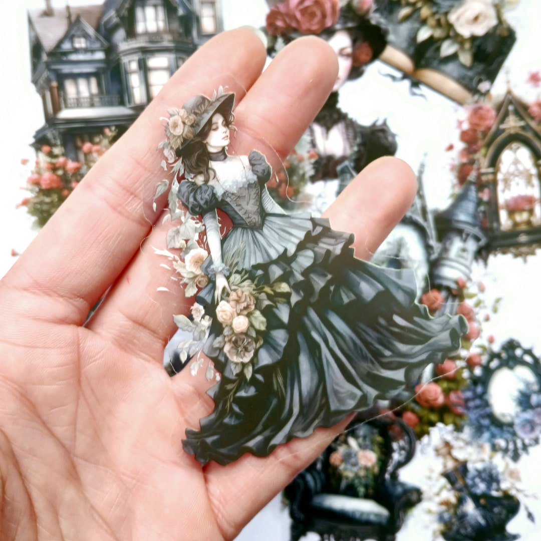 10 Gothic Stickers. Haunted House, Goth Girl, Teacup, Mirror, Dark ...