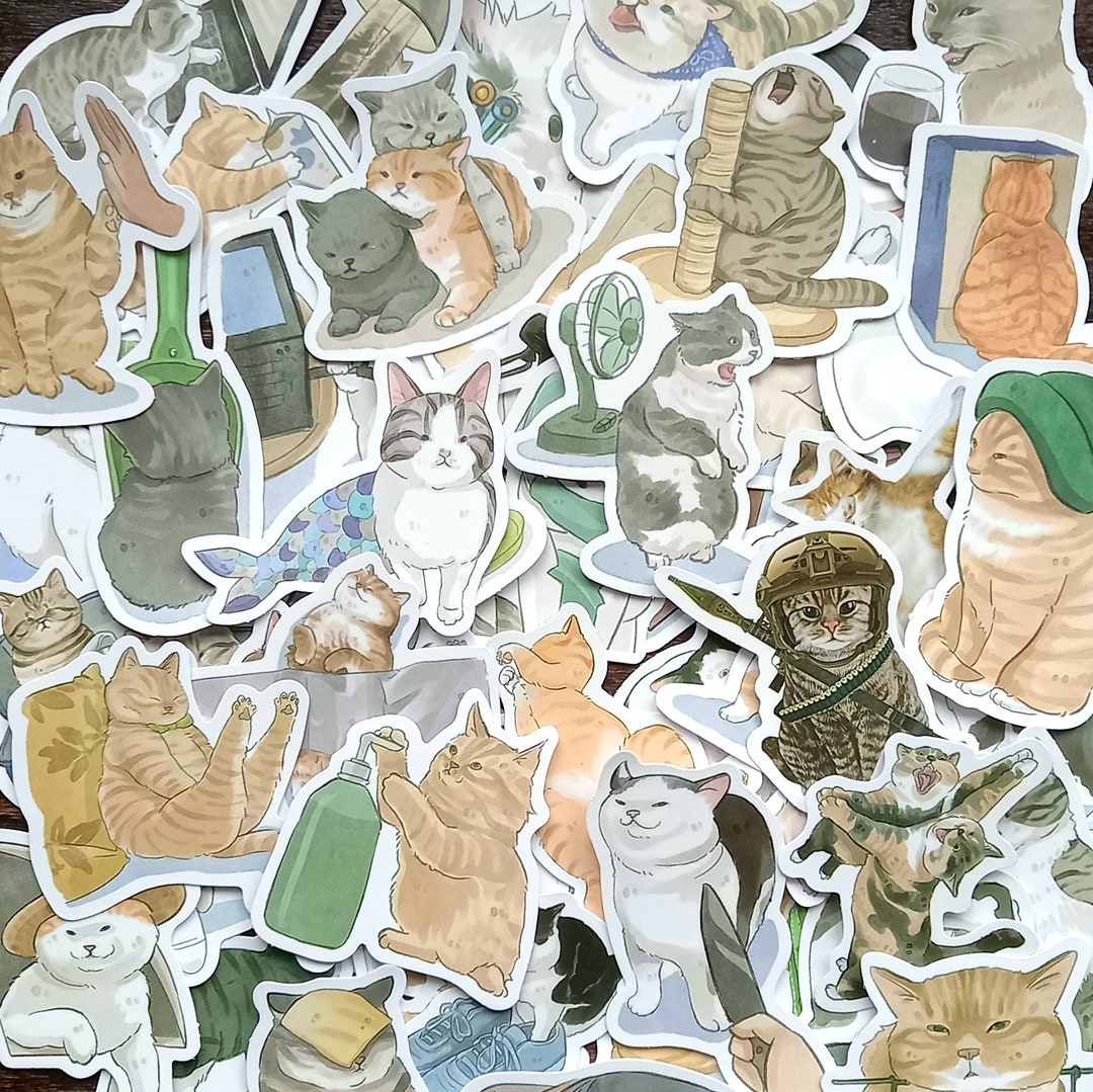 22 Quirky Cat Stickers. Cute Funny Cats Sticker Pack for Bujo Journals ...