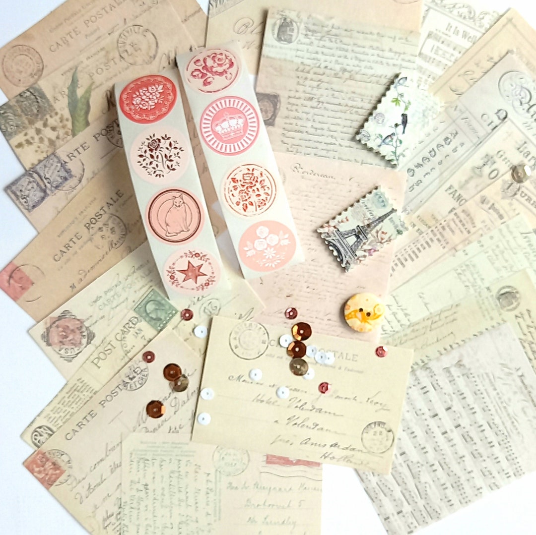 Pink Vintage Scrapbooking Set. Dusky Pink, Cream and Beige Scrap Paper ...