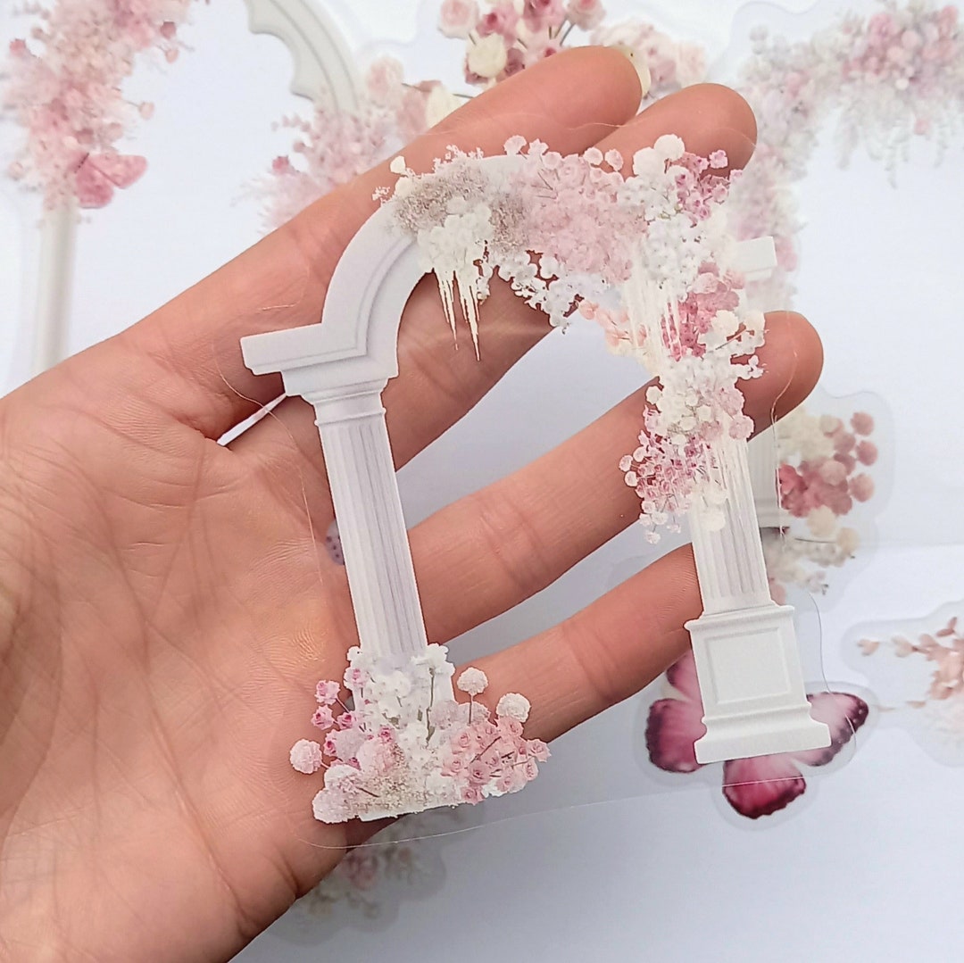 10 Pink Floral Stickers. Blossom Flowers, Arches, Butterflies Sticker ...
