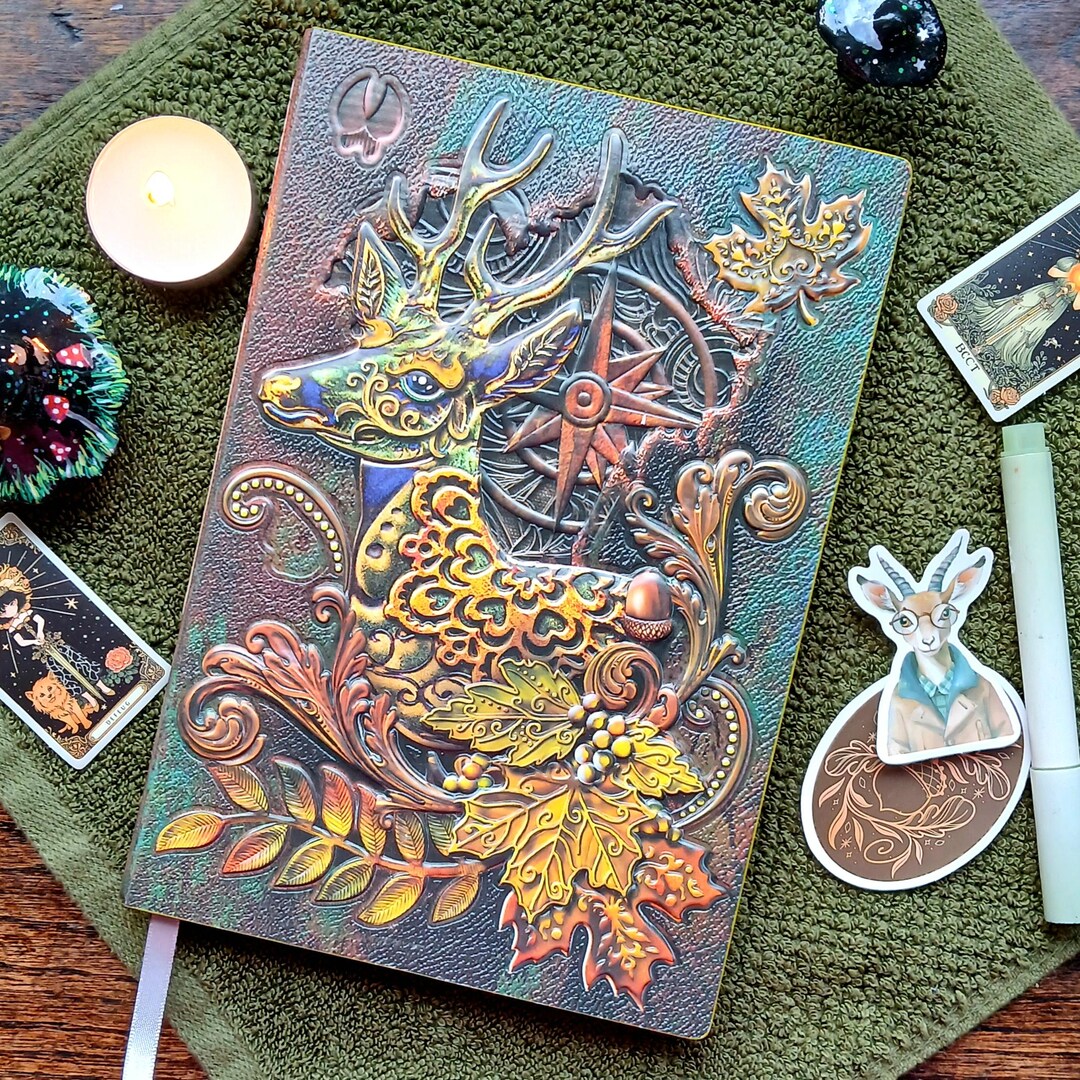 Witchy Notebook. Textured Witches Diary / Grimoire A5 With Reindeer ...