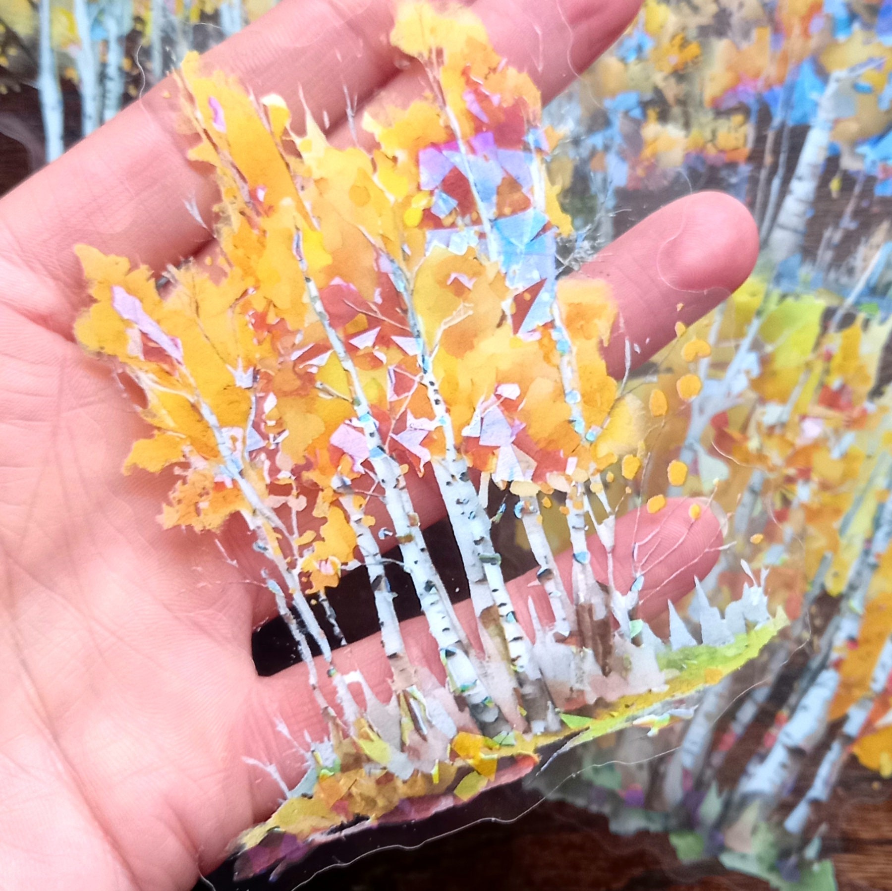 5 X Large Autumn Tree Stickers. Golden Fall Foliage on Silver Birch ...