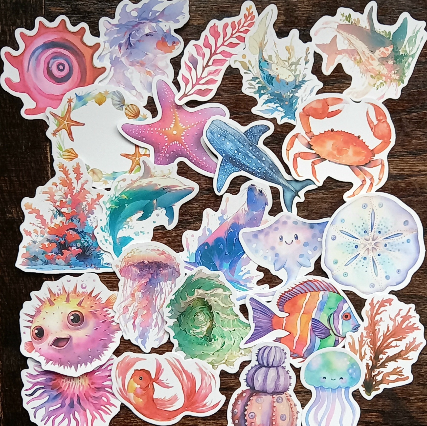 22 Cute Sealife Stickers. Sea Creatures Sticker Pack. Seahorse, Fish ...