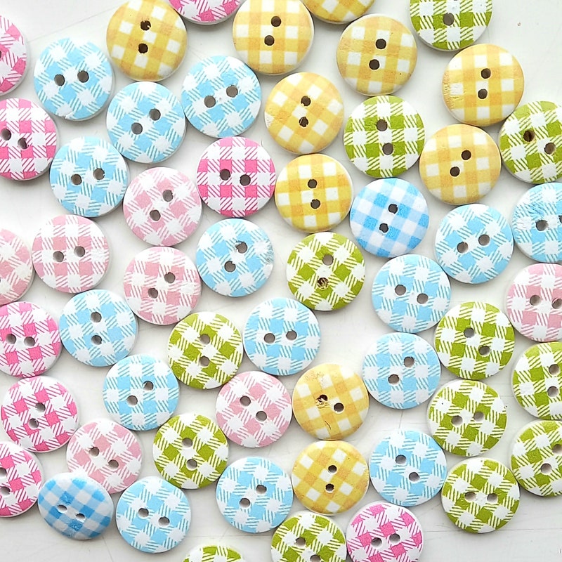 Plaid Buttons - Etsy