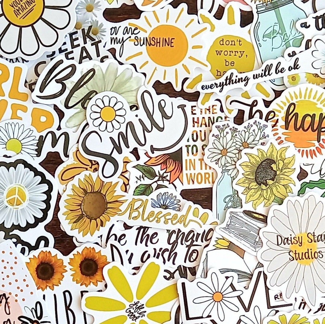 20 Daisy Flowers Sticker Pack. Floral Stickers,positive Vibes for ...