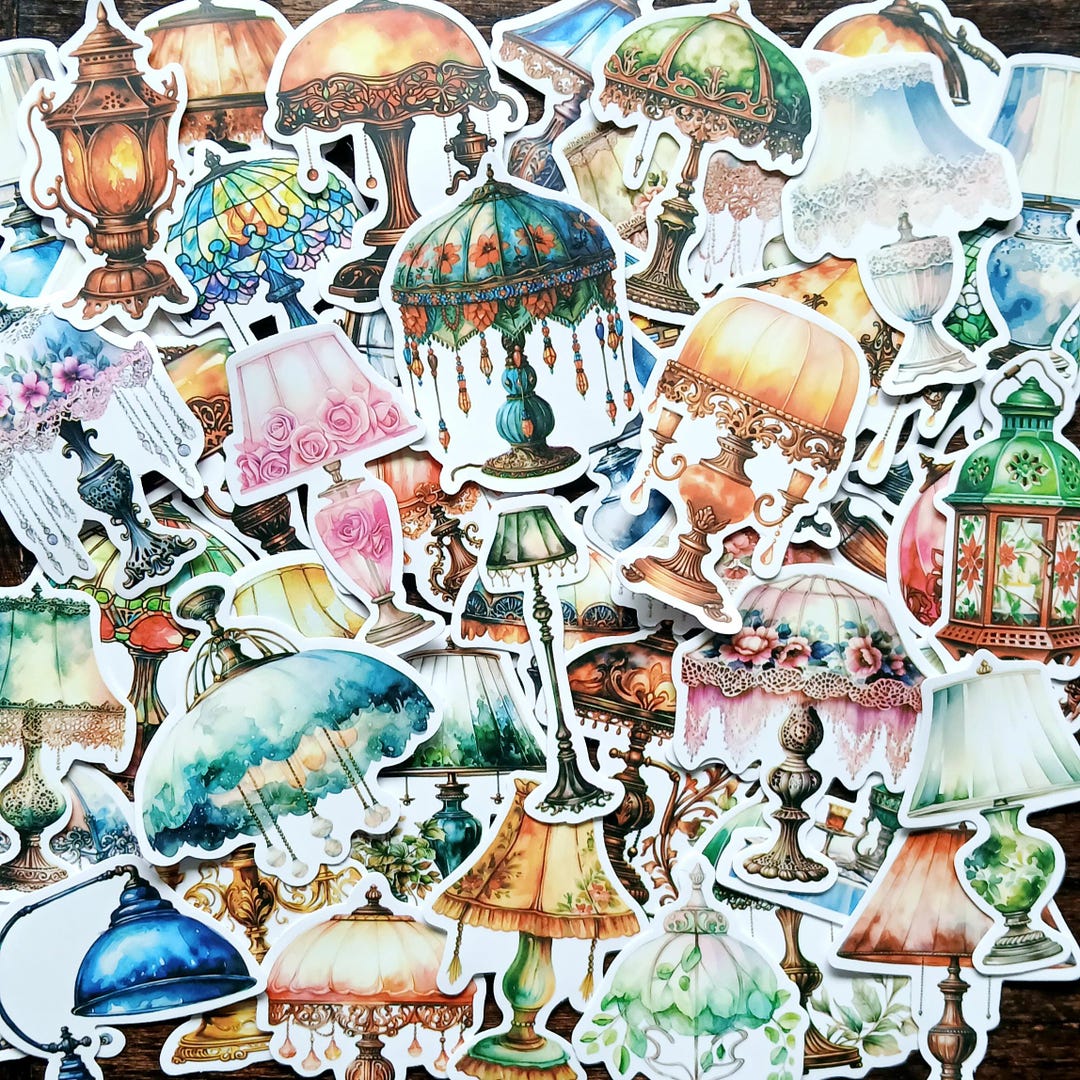 20 Vintage Lamp Stickers: Hygge Home Planner, Scrapbooking or Kindle ...
