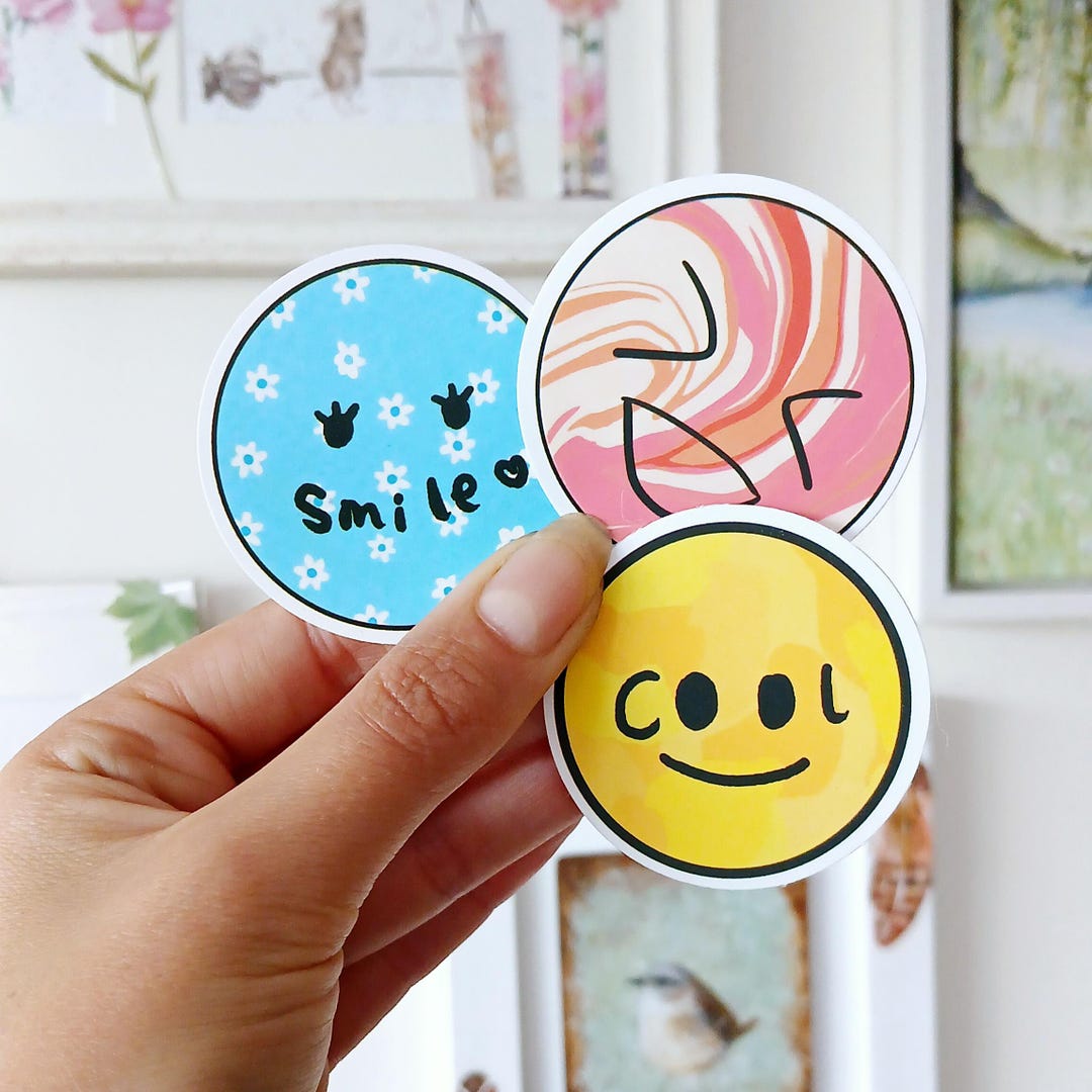 20 Happy Face Stickers: Colorful Smiley Mix, Scrapbook & Crafts or ...