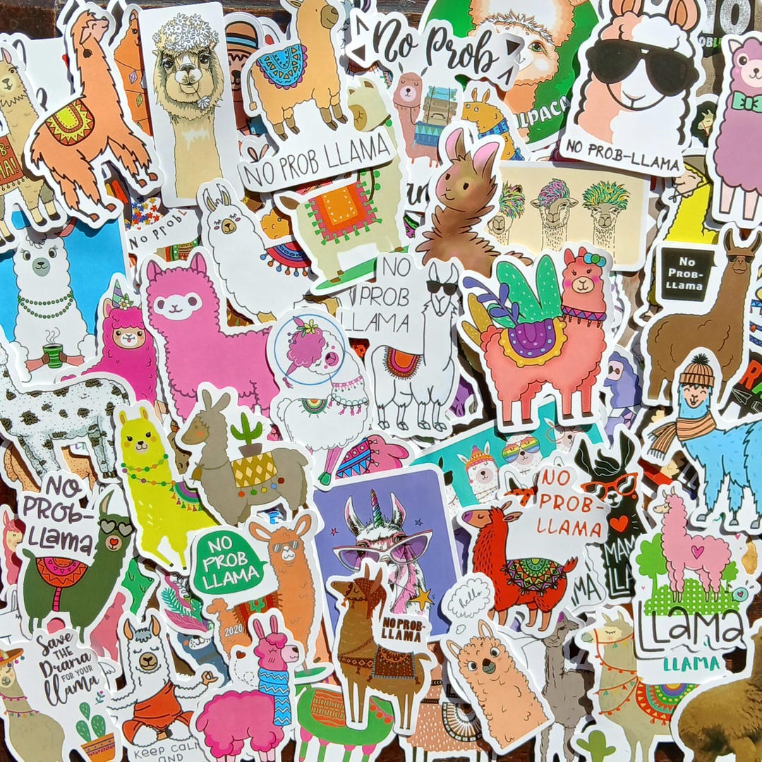 20 Lama Animal Stickers. Fun Cartoon Alpaca Stickers, Positive Vibes ...