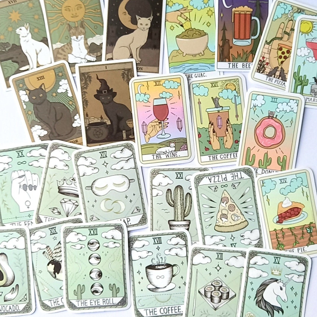 24 X Tarot Card Planner Stickers. Cat, Food, Coffee, Witches Oracle ...