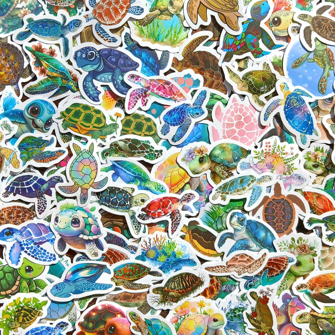 20 Turtle Stickers. Sea Turtles Sealife Sticker Pack for Planners ...