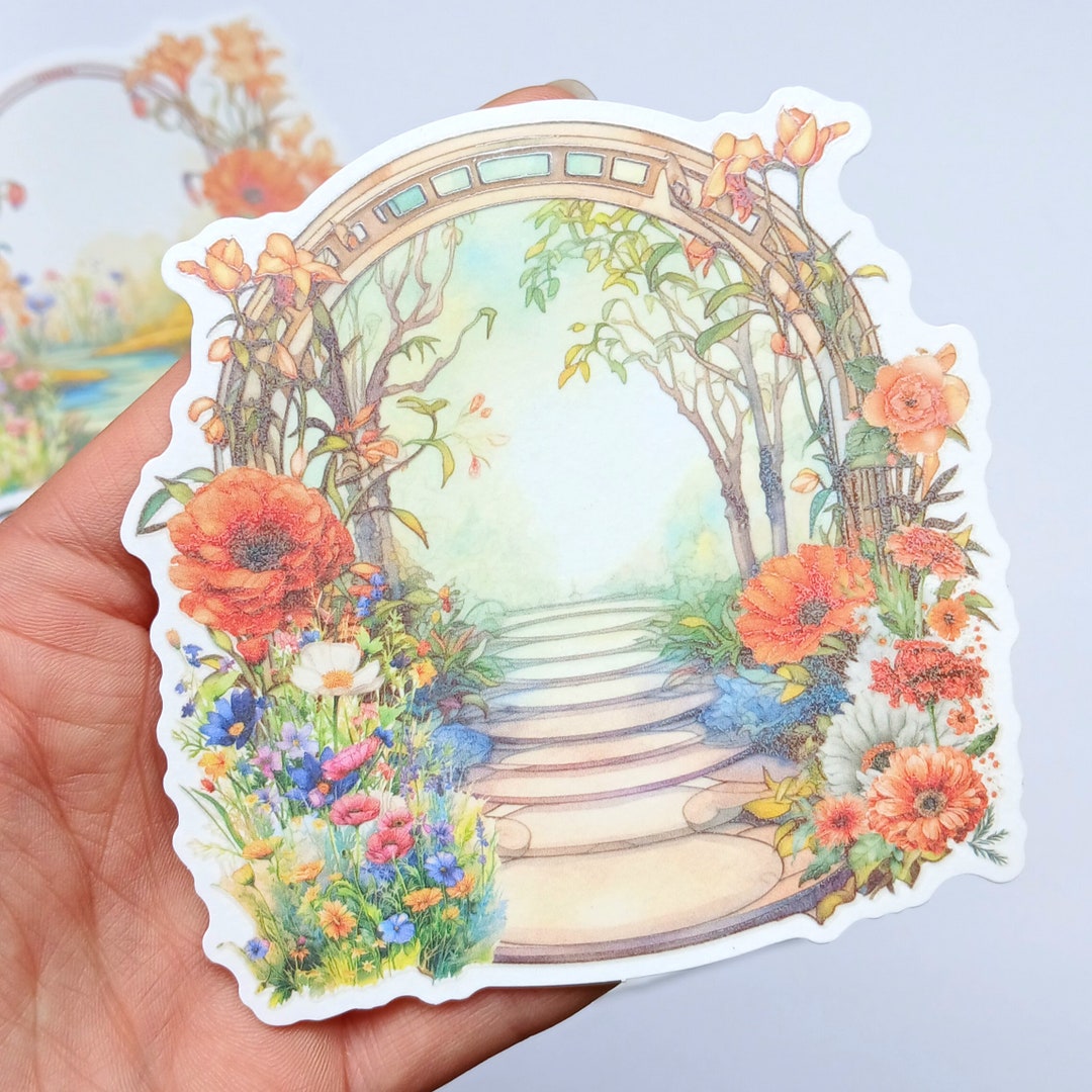 5 Cottagecore Garden Stickers Mix. Shimmer Floral Gardening Sticker ...