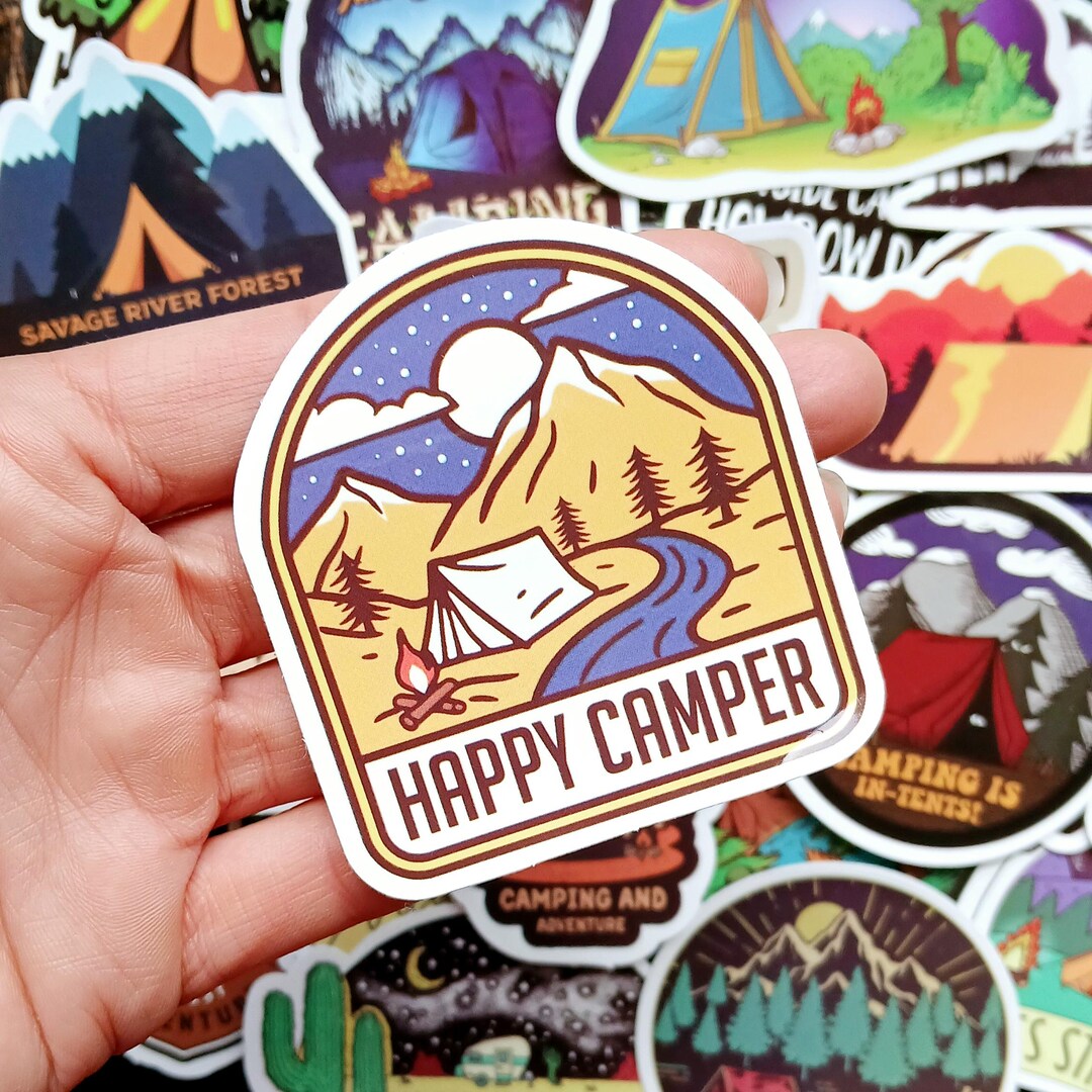 20 Adventure Camping Stickers. Traveler Sticker Pack With Tents, Vans ...