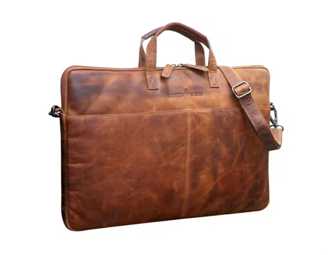 Fred Laptop Bag 17 Inch Leather Shoulder Bag With Detachable - Etsy