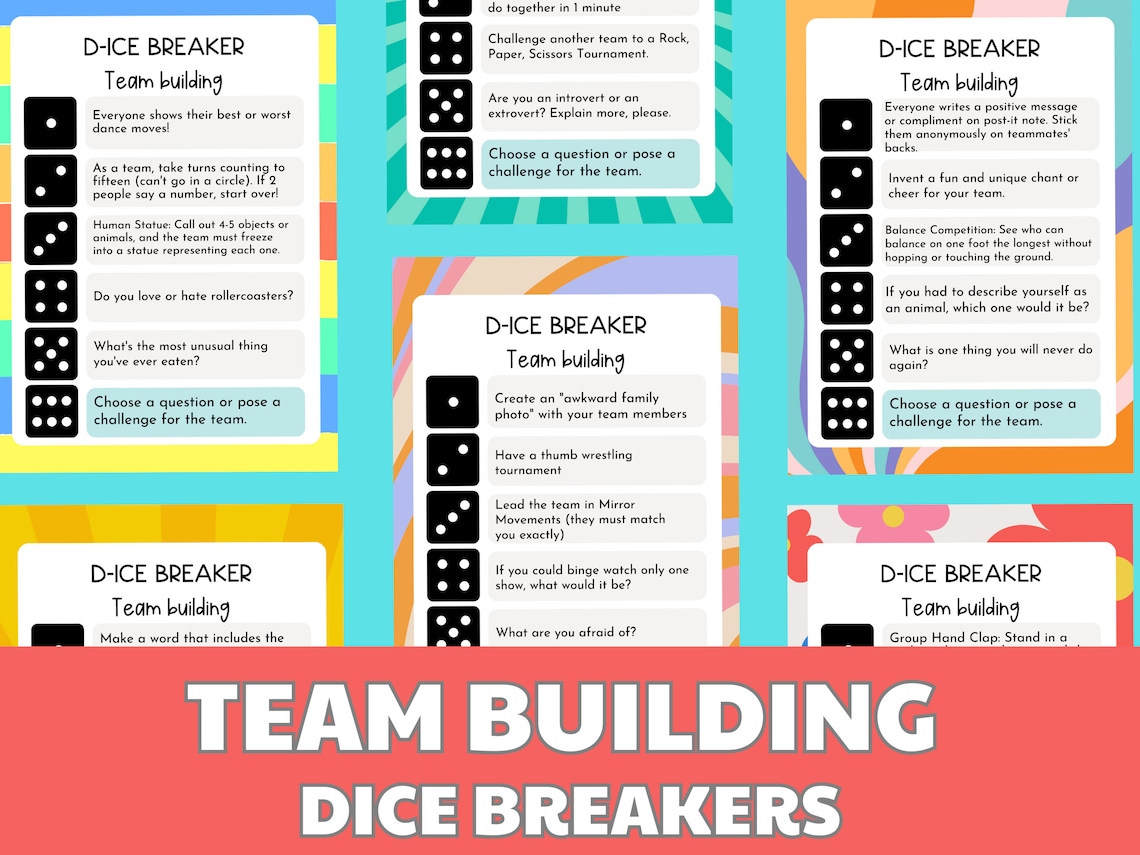Team Building Dice Breakers Game: Team Tasks, Questions, Challenges - Etsy