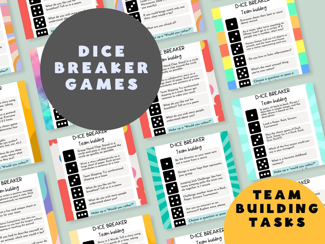 Team Building Dice Breakers Game: Team Tasks, Questions, Challenges - Etsy