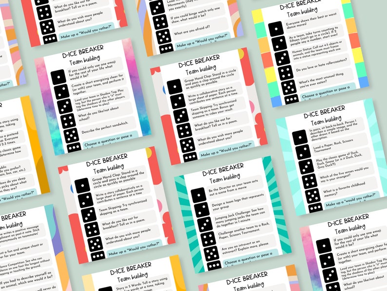 Team Building Dice Breakers Game: Team Tasks, Questions, Challenges - Etsy